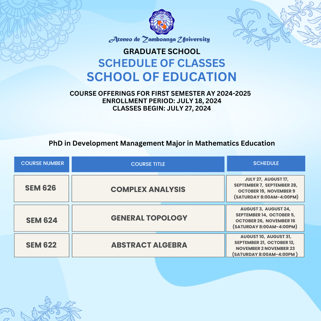 Course Offerings for First Term, AY 2024-2025 – Ateneo de Zamboanga ...