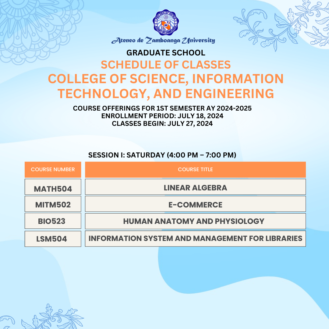 Course Offerings for First Term, AY 2024-2025 – Ateneo de Zamboanga ...