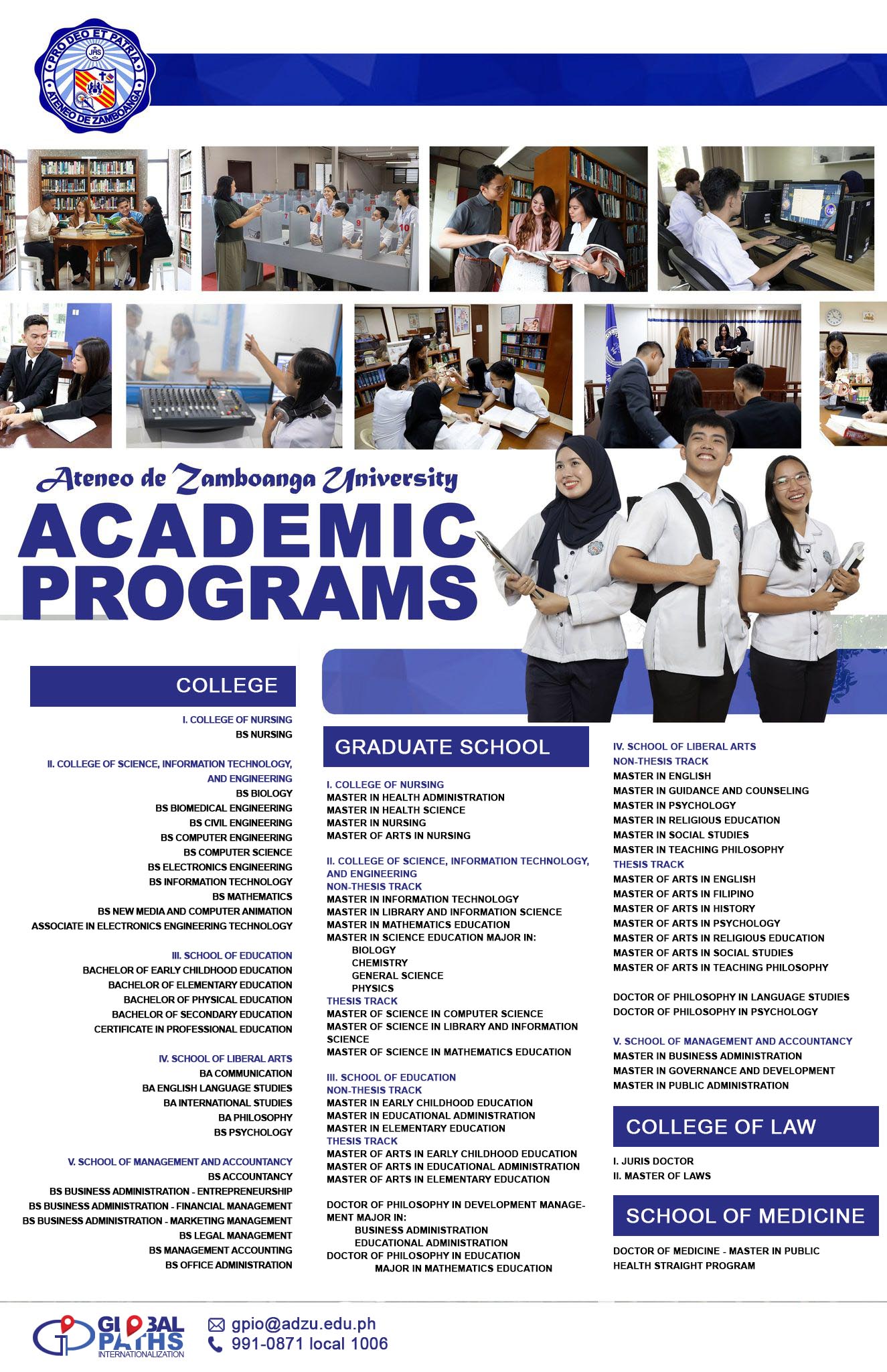 Academic Programs Offering - Ateneo de Zamboanga University